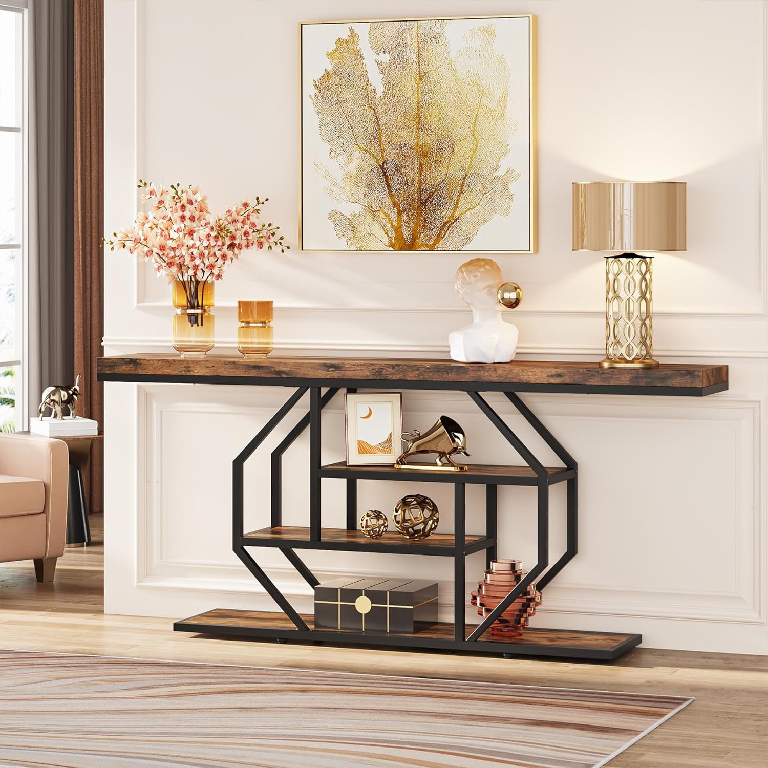 Tribesigns 70.9 inch Extra Long Console Table, Rustic Sofa Table Behind ...