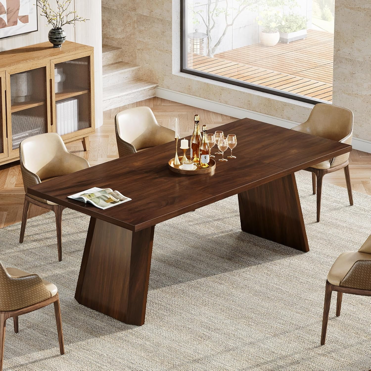 Tribesigns 70-Inch Dining Table for 6 to 8 People, Farmhouse Wooden ...