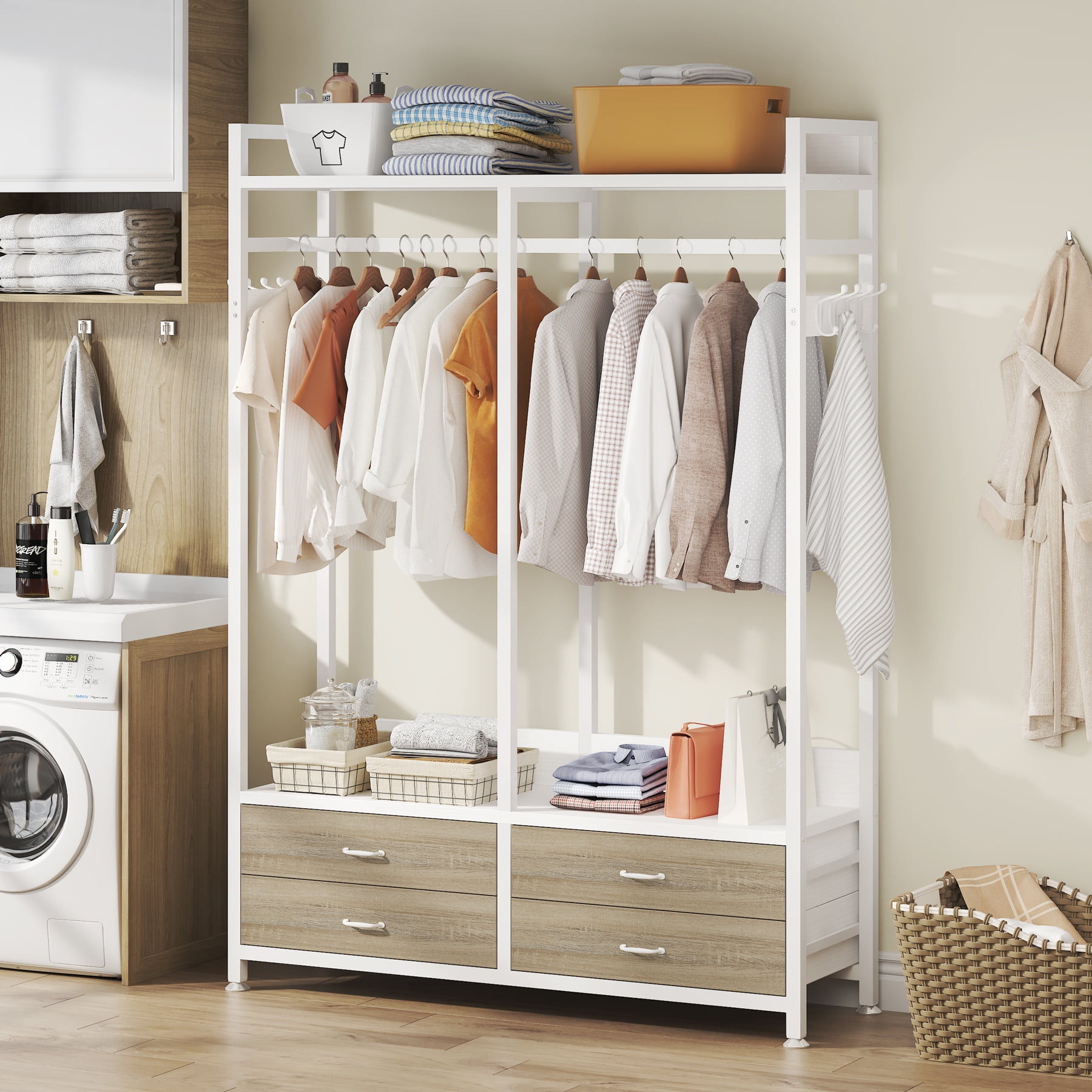 Tribesigns 70 Inch Tall Clothes Rack Freestanding Clothing Storage for ...