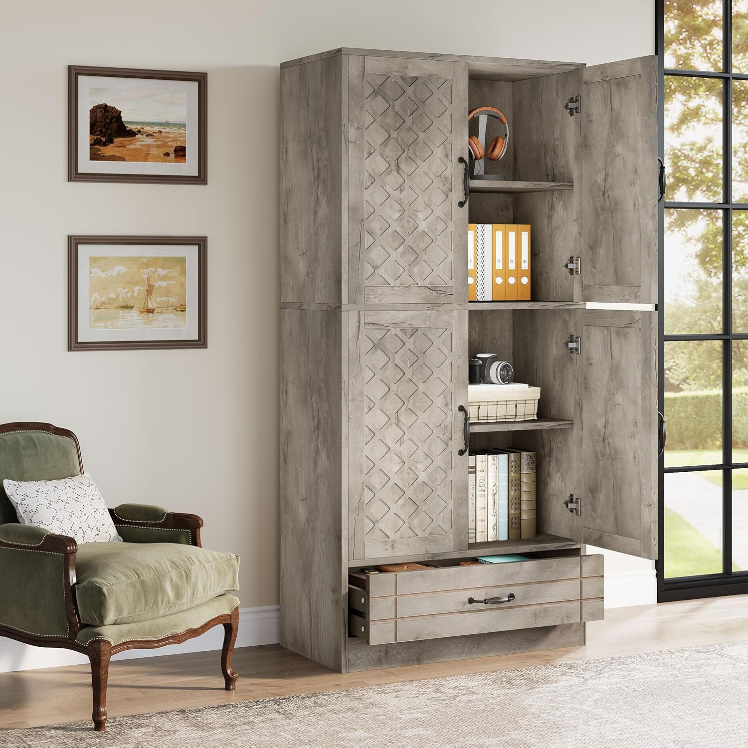 Tribesigns 70 Inches Bookshelf and Bookcase, Wooden Tall Storage ...