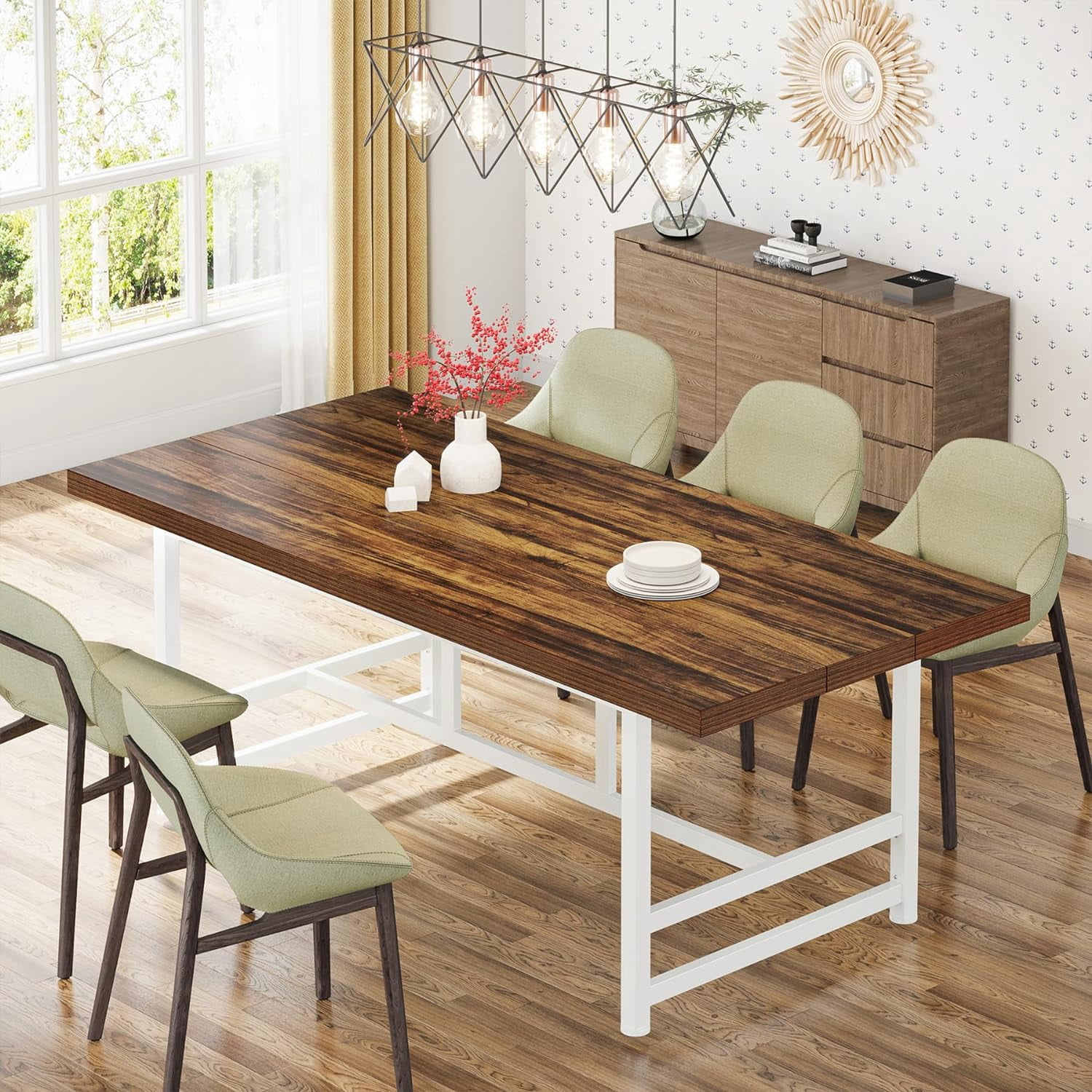 Tribesigns 70" Spacious Wood Dining Table for 6, Perfect for Family ...
