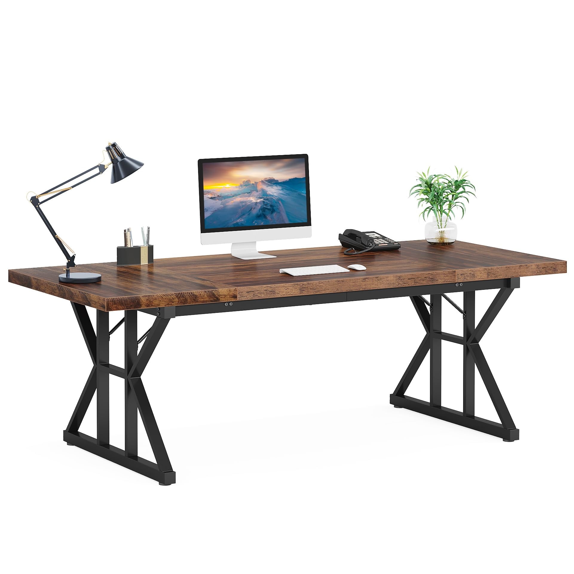 "Tribesigns Long 71"" Black Executive Desk, Versatile Writing Study ...