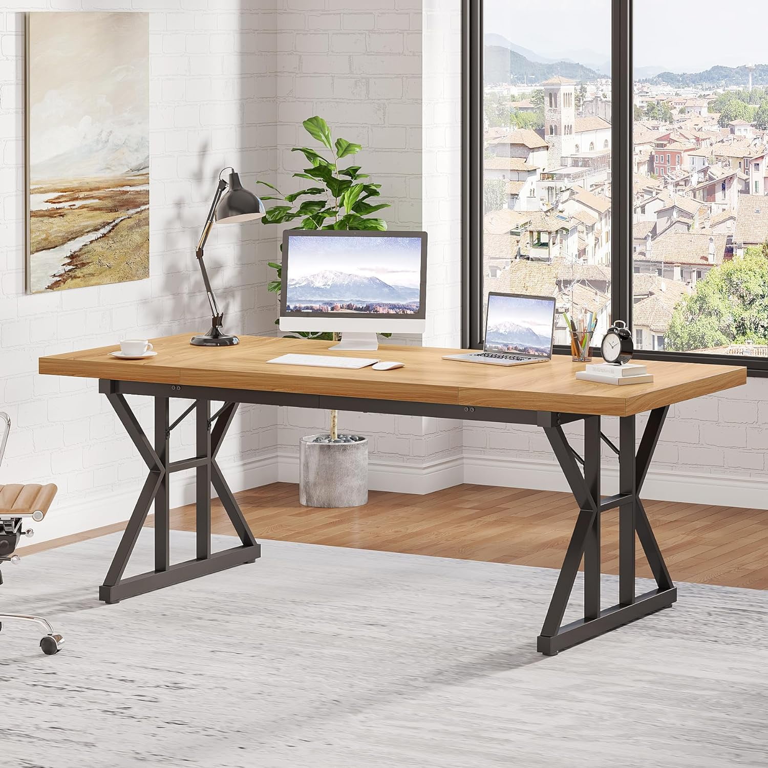 Tribesigns 71" Executive Desk, Large Computer Desk Study Writing Table ...