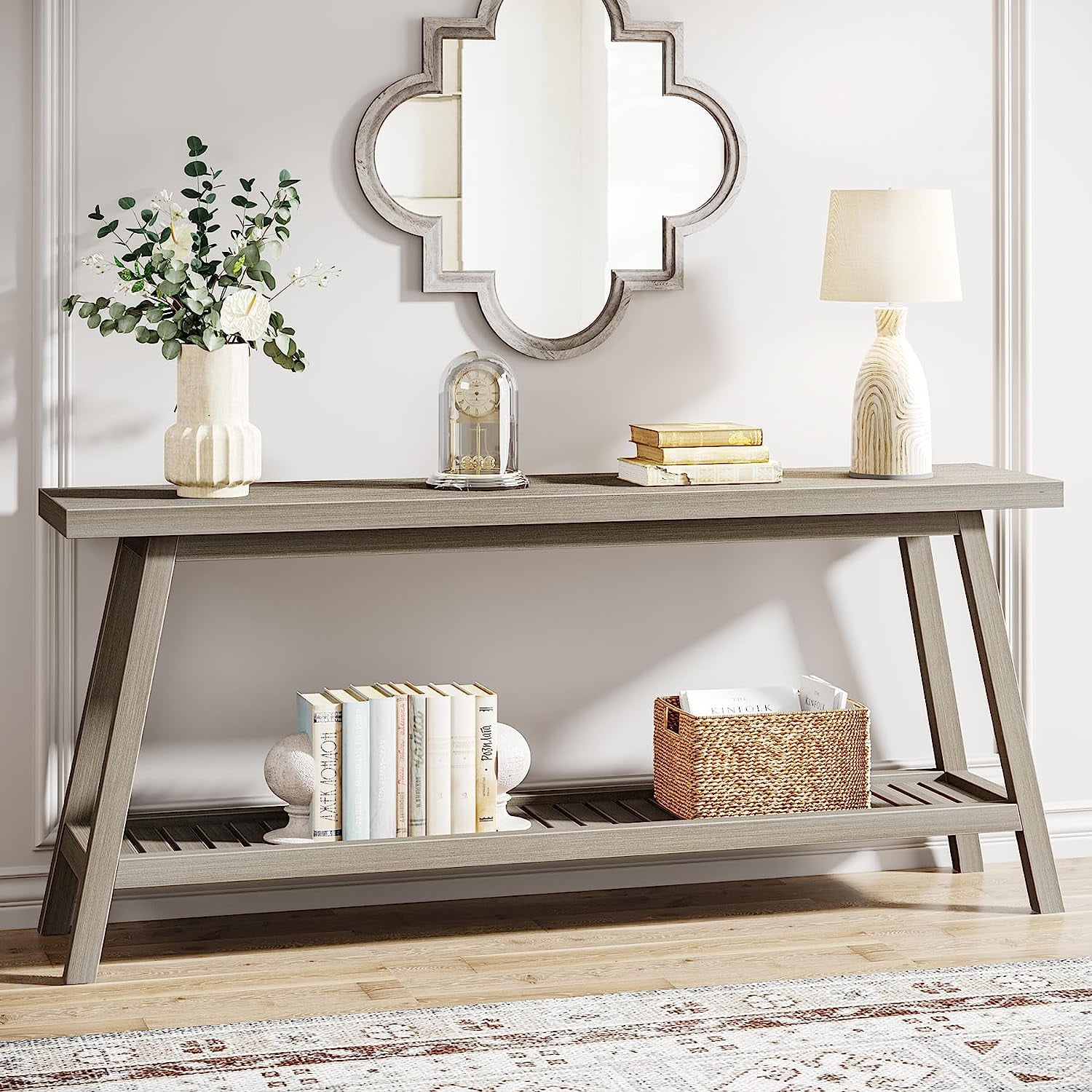 "Tribesigns 71"" Rustic Narrow Wood Console Table, Extra Long Entryway ...