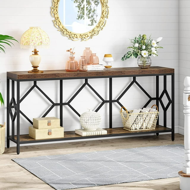 Tribesigns 71 Inch Extra Long Sofa Table for Small Entryway, Narrow Console Table with Open ...