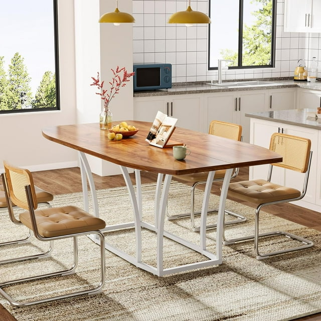 Tribesigns 71-Inch Farmhouse Dining Table, 6-8 People Rectangular Wood ...