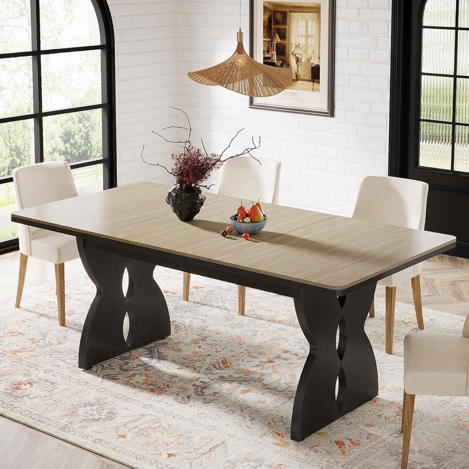 Tribesigns 71" Large Dining Table for 6 to 8, Modern Long Wood Kitchen ...