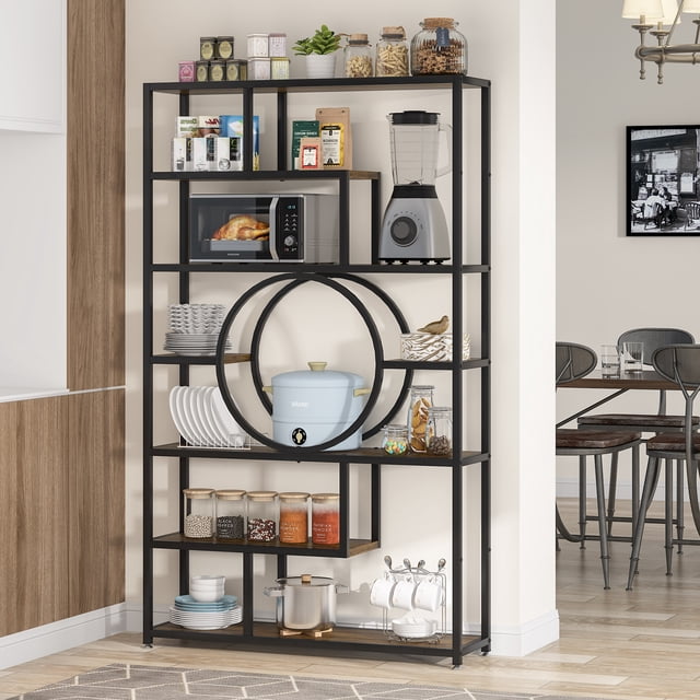Tribesigns 72' Adjustable Wood Bookcase Bookshelf, 7-Tier Tall Etagere ...