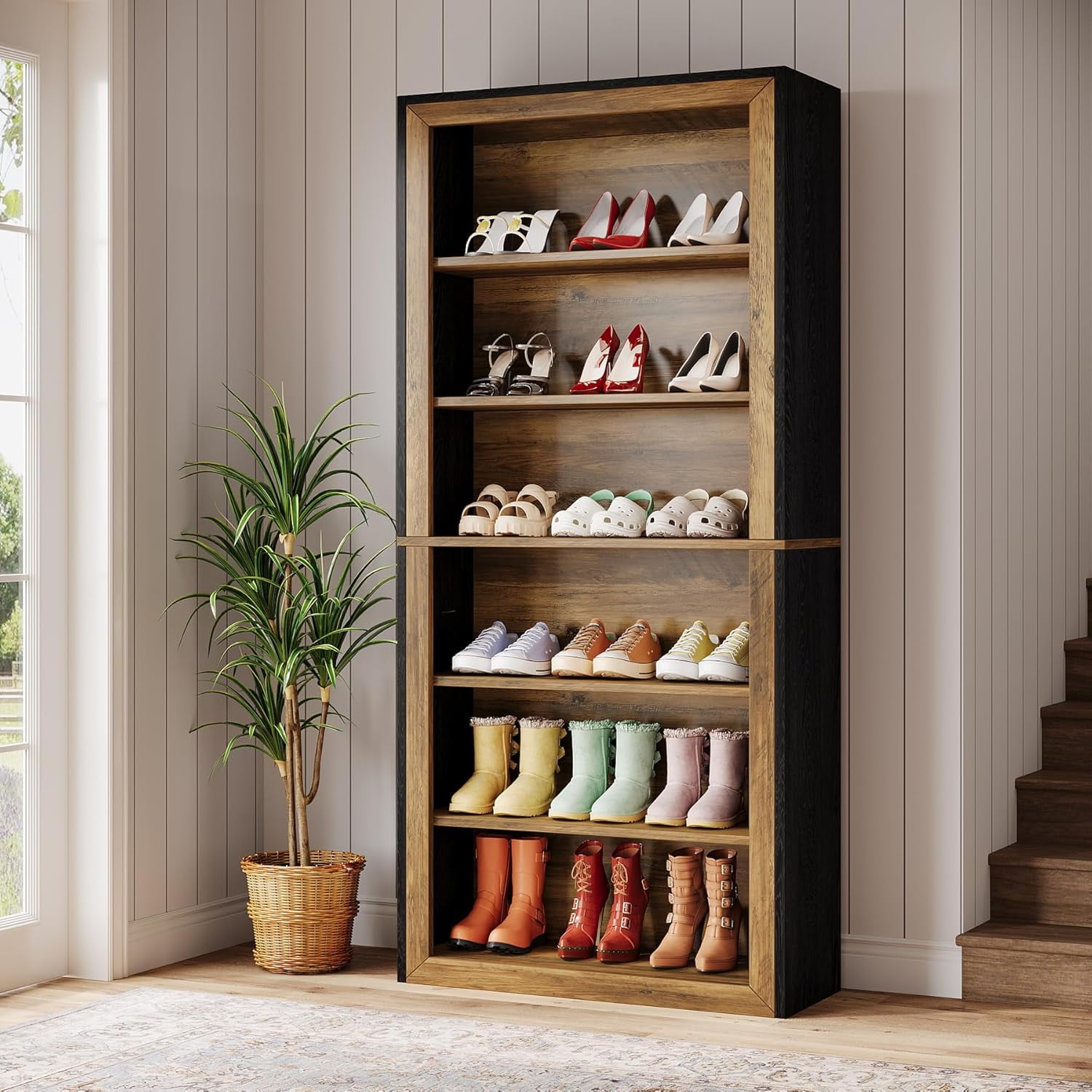 Tribesigns 74.4'' Tall Shoe Cabinet, 7-Tier Freestanding Shoe Storage ...