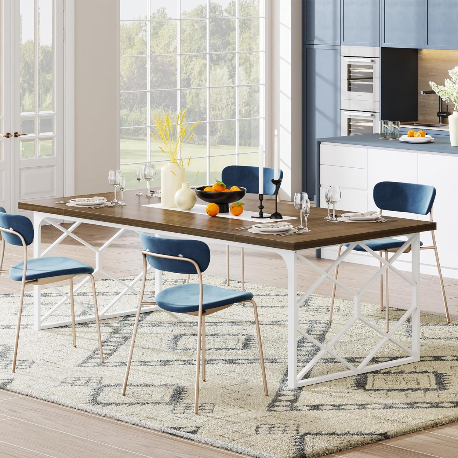 Tribesigns 74.8" Family Dining Table, Wood Kitchen Table for 6-8 ...