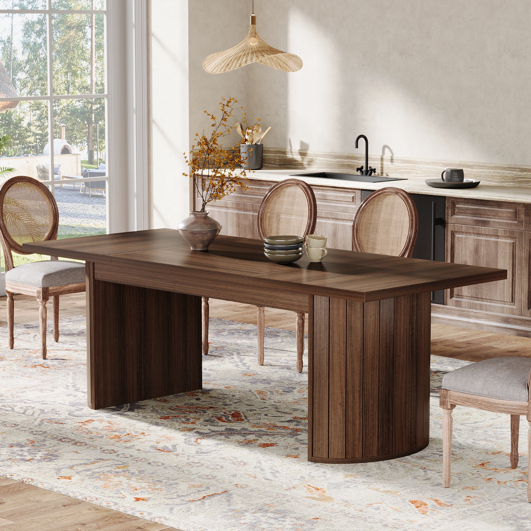 Tribesigns 78.7" Extra Long Dining Table for 6-8 People, Farmhouse Kitchen Table for Dining Room ...