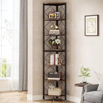 TribeSigns 5 Tier Corner Shelf, Rustic Corner Storage Rack Plant Stand ...