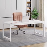 Tribesigns Reception Desk with Light, White Front Desk with Cable ...