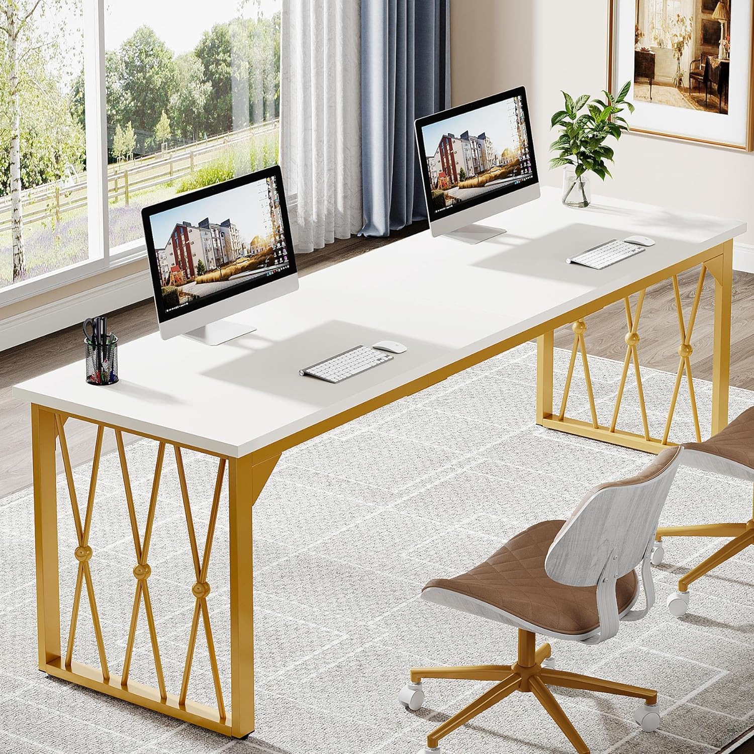 Tribesigns 78.7-Inch Two-Person Desk, Double Computer Desk for 2 Person ...