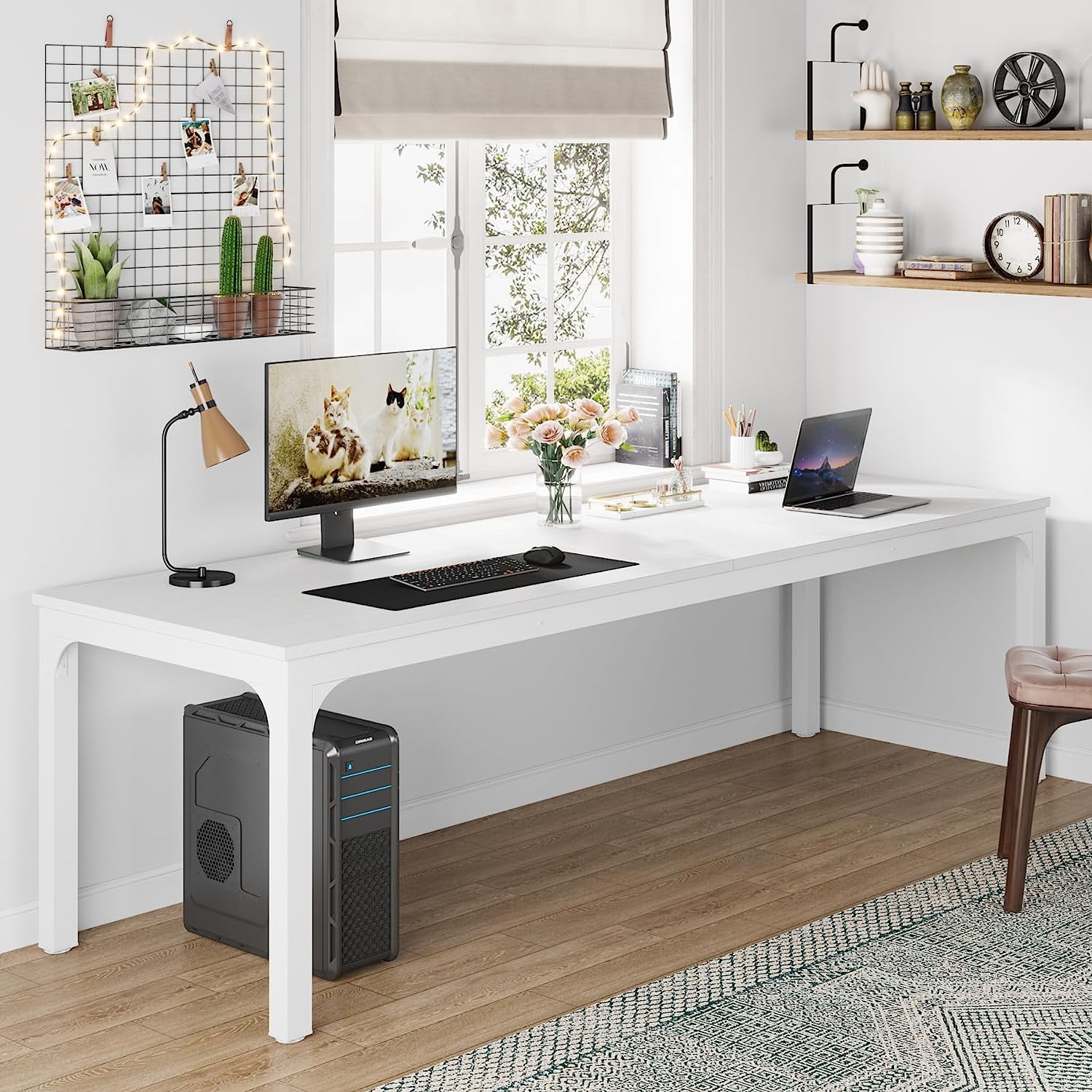 Tribesigns 78.7 inches Extra Long Computer Desk 2 Person, Extra Wide ...