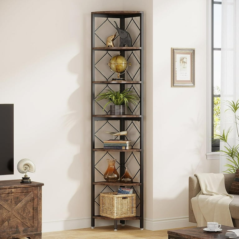 Tall thin corner shelf store