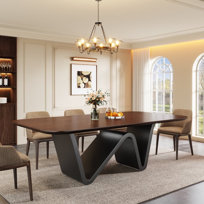 Tribesigns 78.74" Solid Wood Veneer Dining Table for 6-8, Modern Rectangle Dining Table, Luxury ...