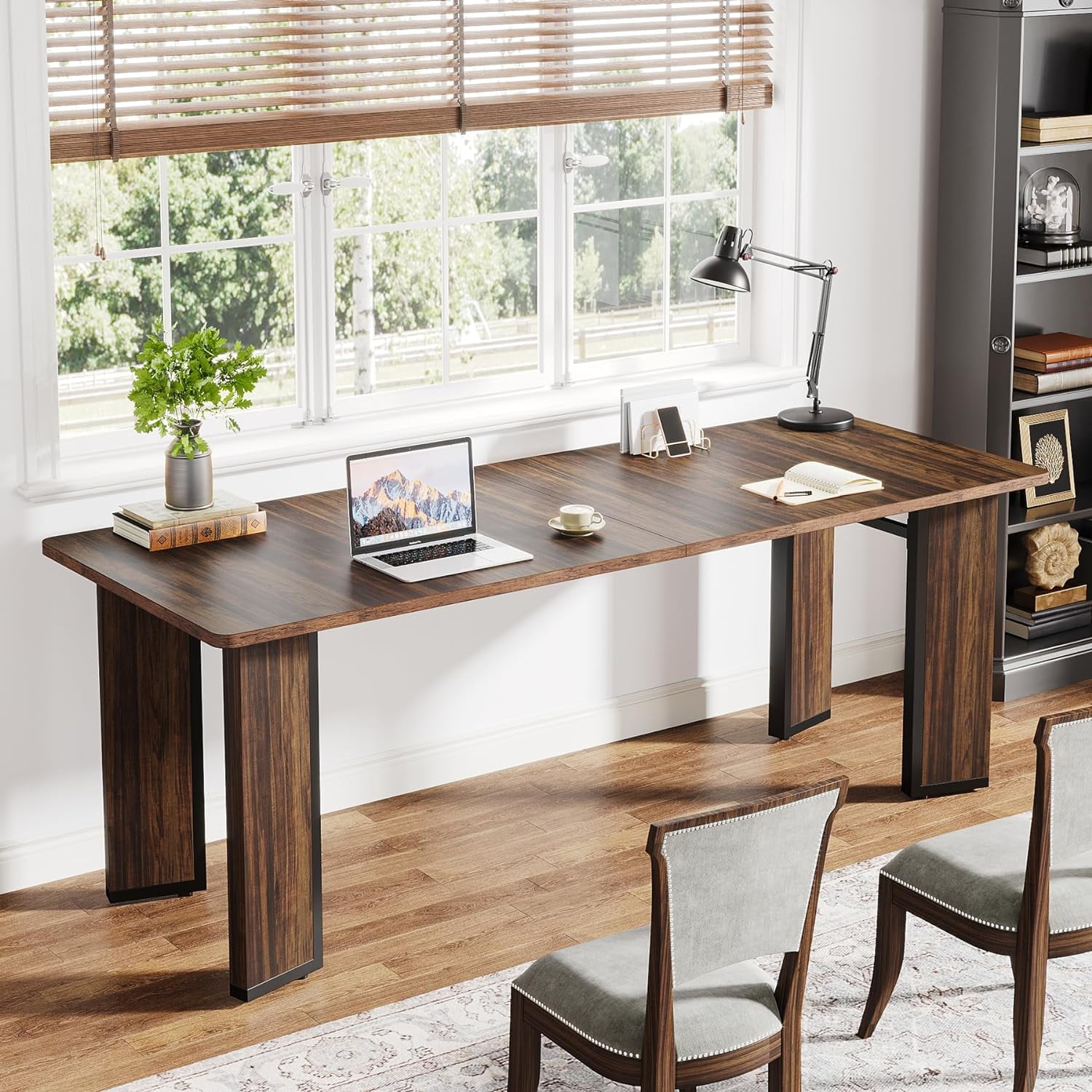 Tribesigns 78.8 inch Extra Long Computer Desk, 2 Person Desks Wood ...