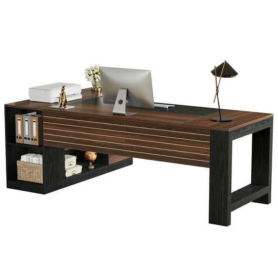 Tribesigns 78 Inch L Shaped Executive Desk with Drawers - Walmart.com