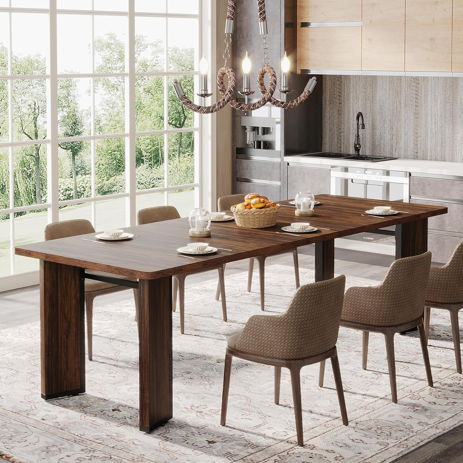 Tribesigns 78 inch Large Wood Dining Table for 6-8, Rectangular ...