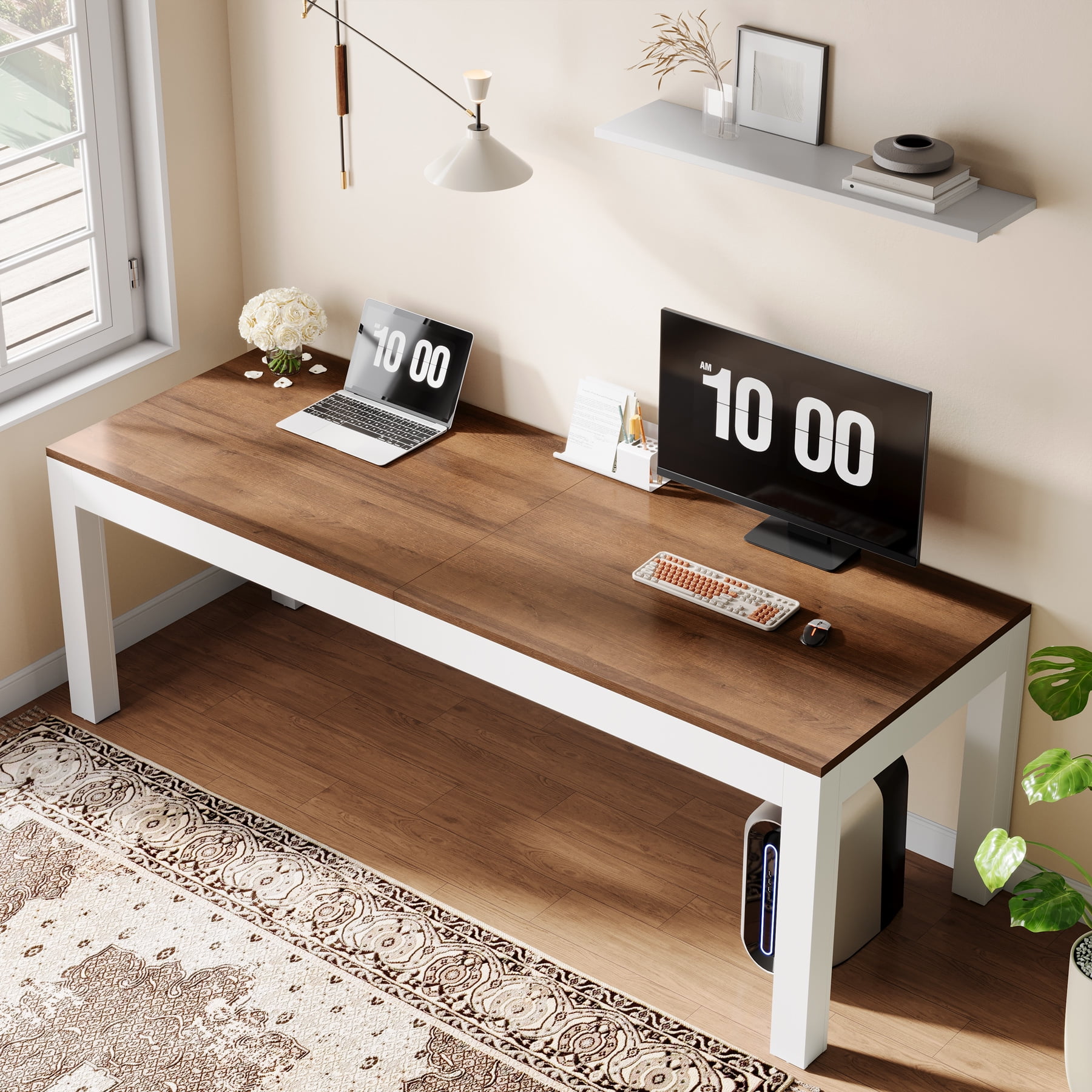 Tribesigns 79" Large Modern 2-Person Desk for Home, Office or School ...