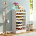 Tribesigns 8-Tier Shoe Rack, Wooden Shoe Storage Cabinet, White ...