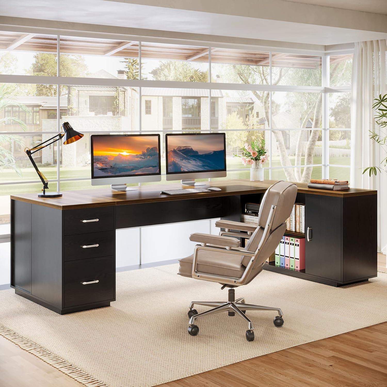 Tribesigns 85.8" L-Shaped Executive Desk, Extra Large Office Desk with ...
