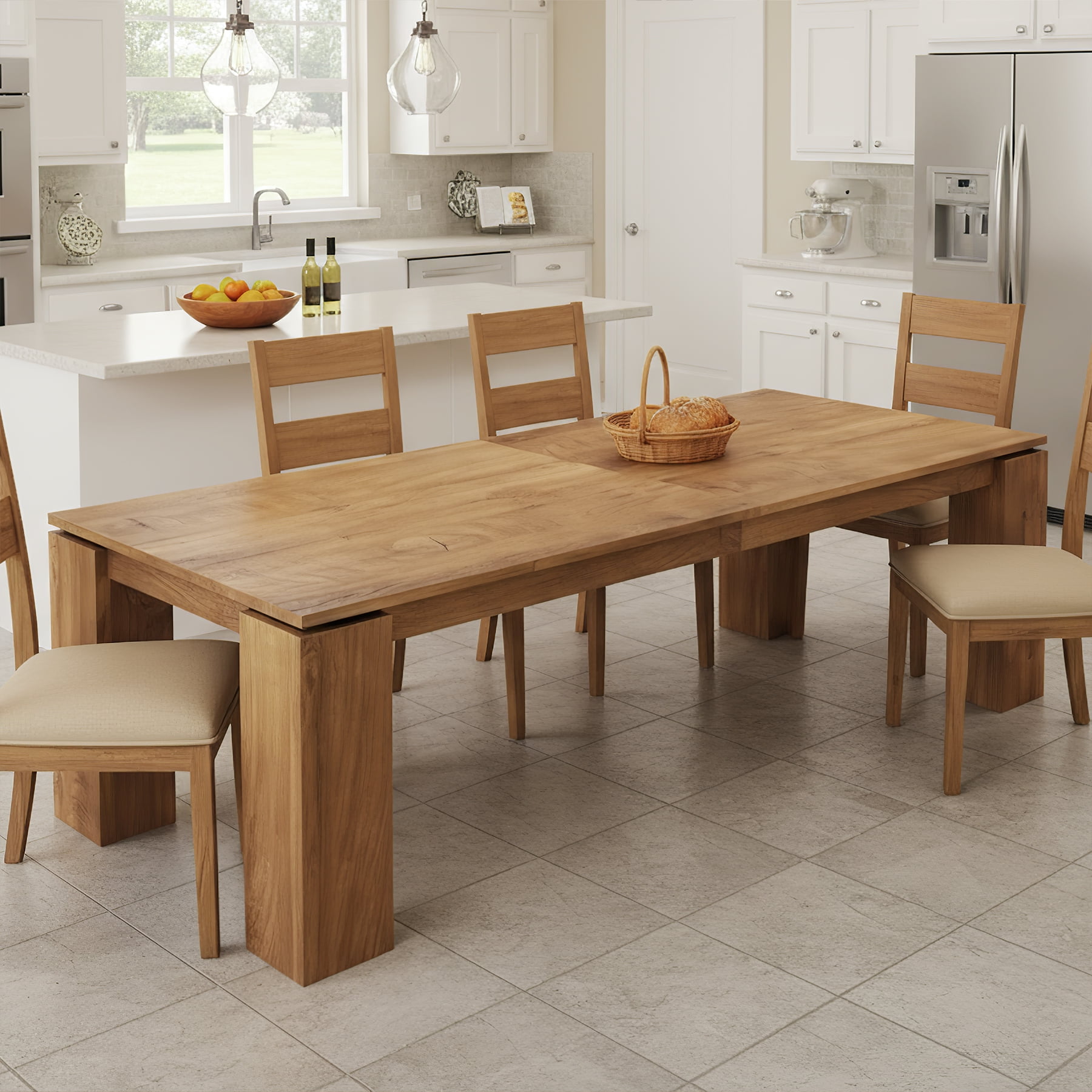 Tribesigns 86-Inch Farmhouse Dining Table for 8-10, Wood Kitchen Table ...