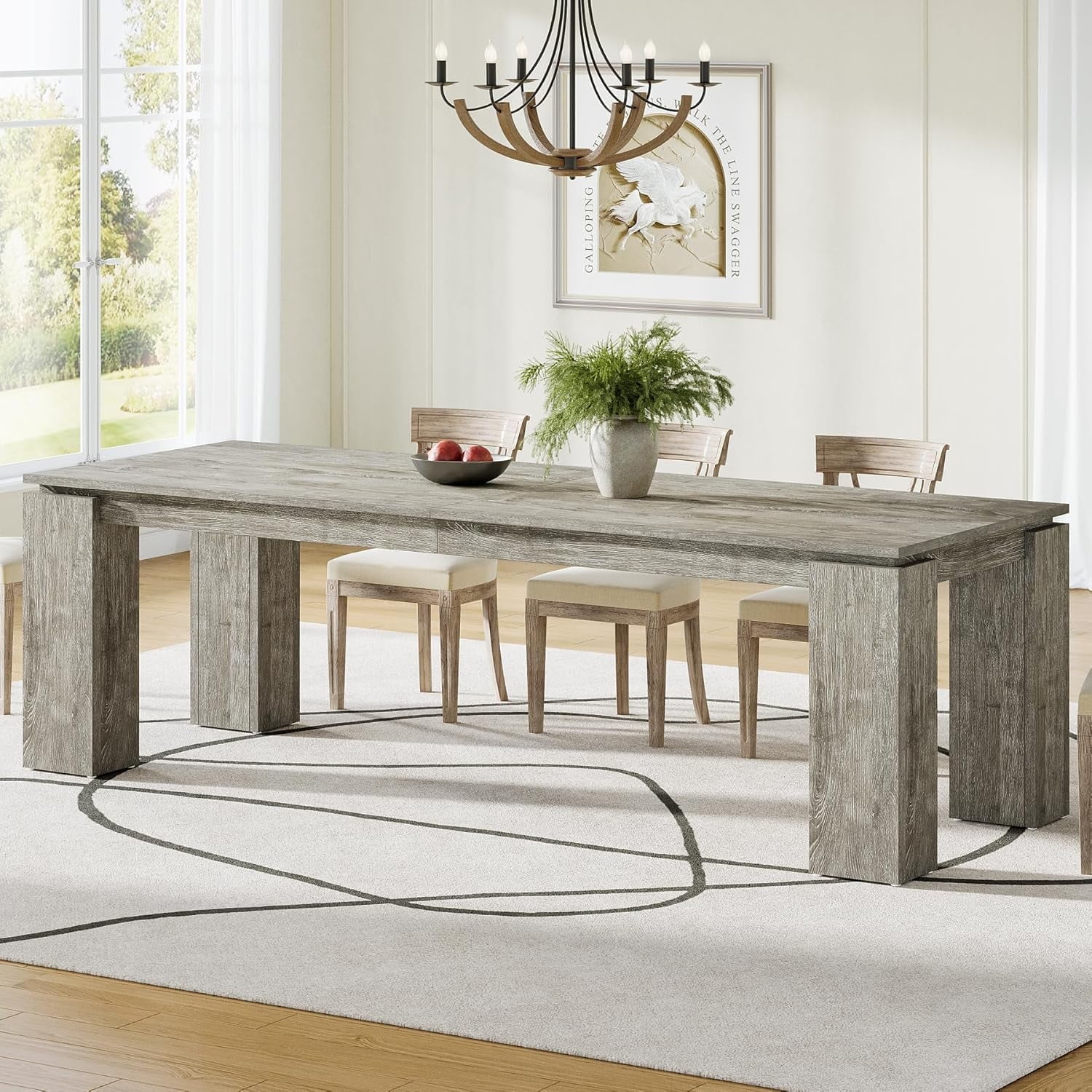 Tribesigns 86-Inch Large Dining Table for 8 People, Wood Farmhouse ...