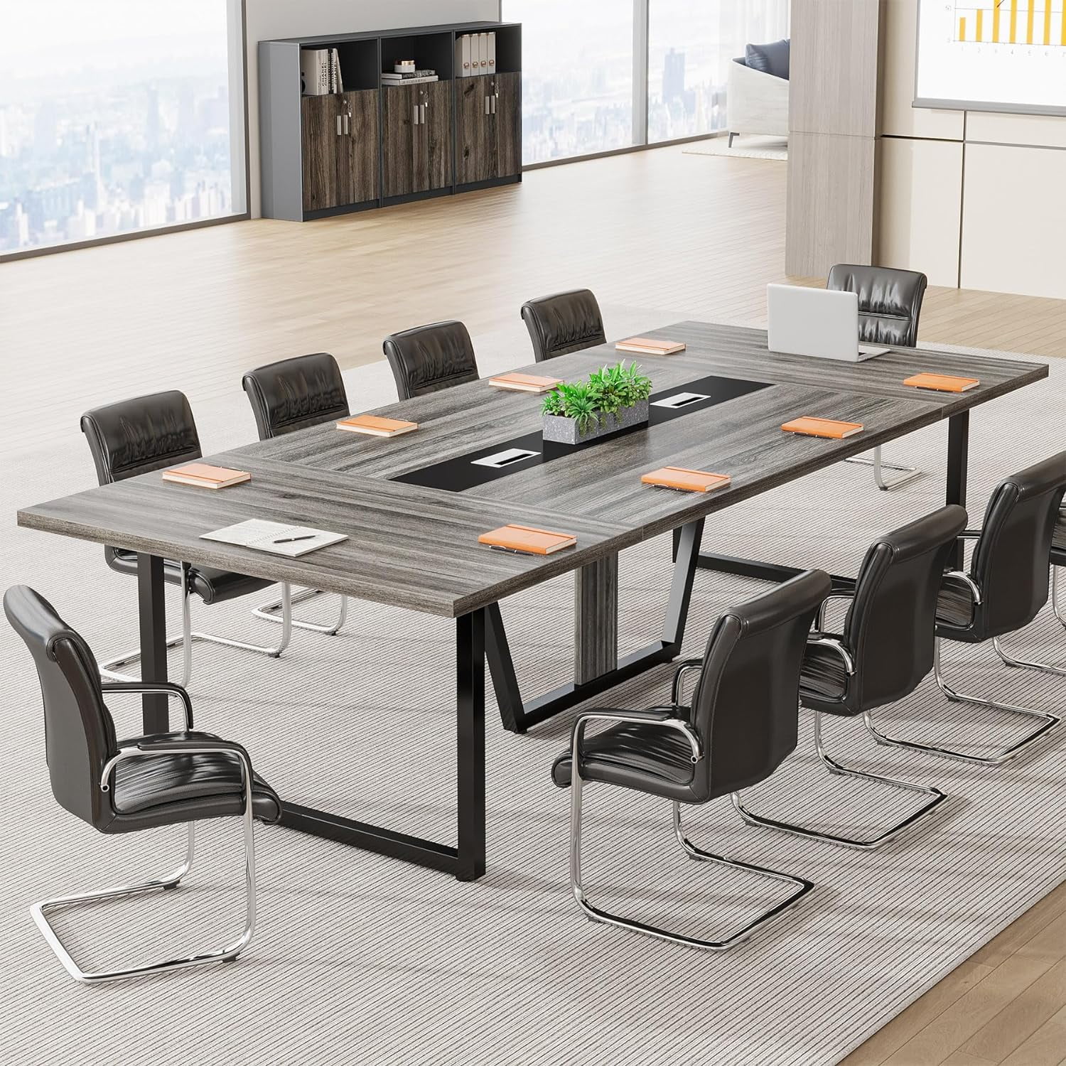 Tribesigns 8FT Conference Table, Large Meeting Table/Podcast Table for ...