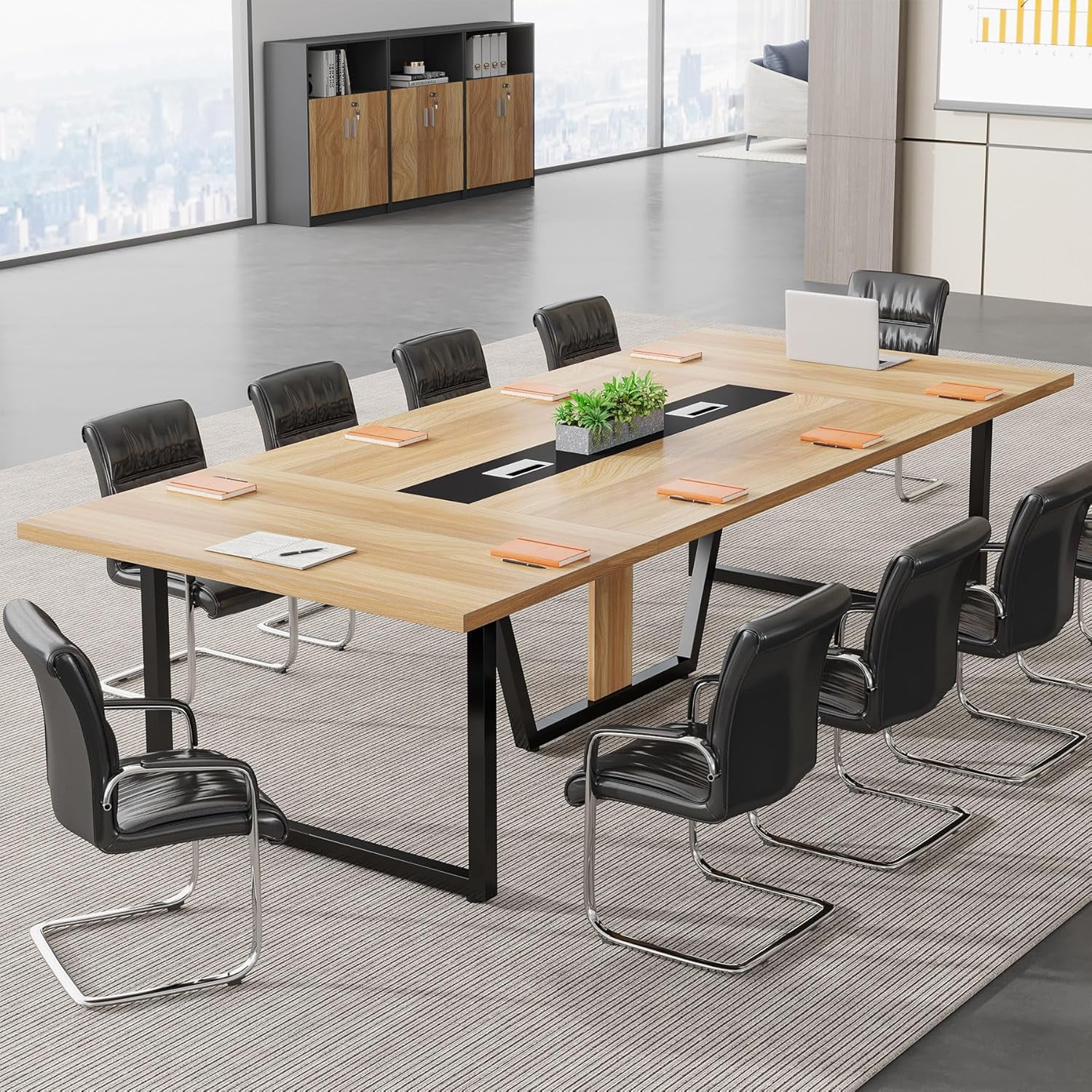 Tribesigns 8FT Conference Table, Large Meeting Table/Podcast Table for ...