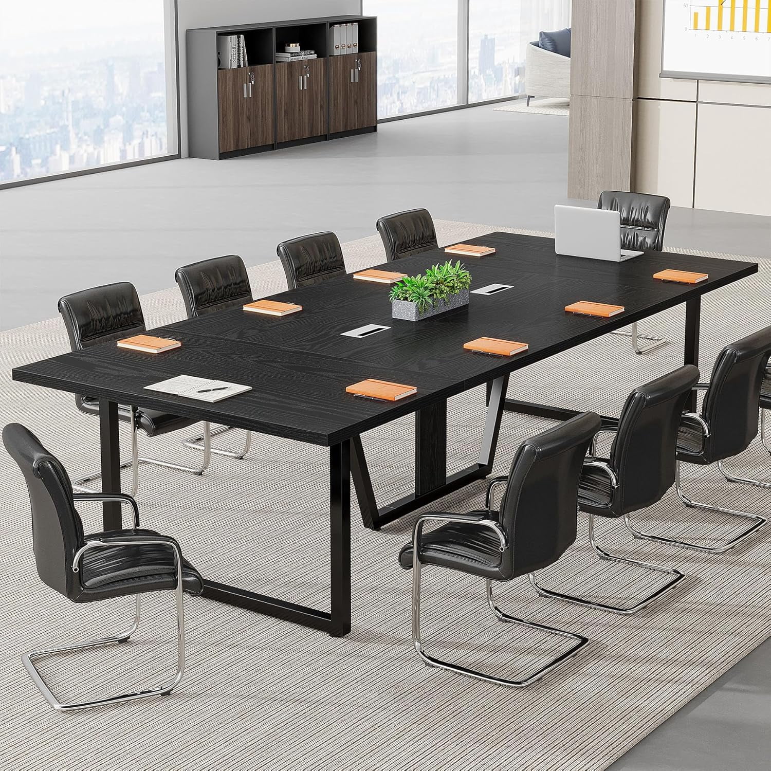 Tribesigns 8FT Conference Table, Large Meeting Table/Podcast Table for ...