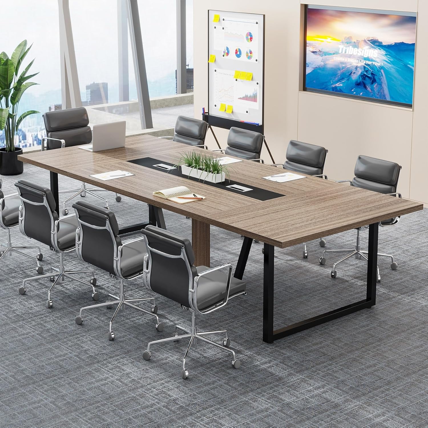 Tribesigns 8FT Conference Table, Large Meeting Table/Podcast Table for ...