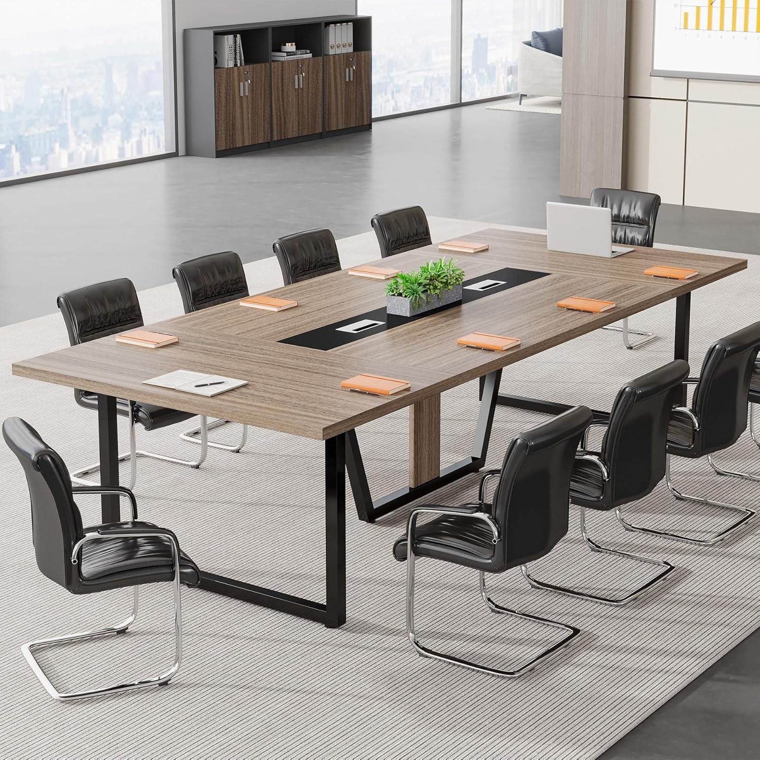 Tribesigns 8FT Large Conference Table, Wooden Business-Style Meeting ...
