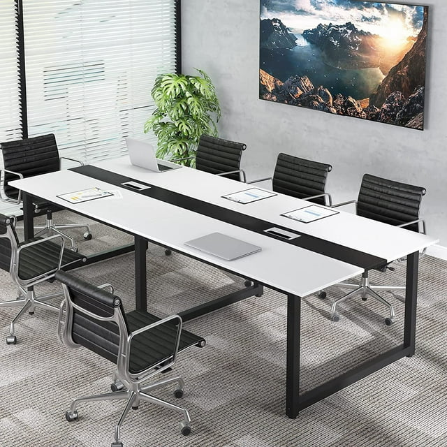 Tribesigns 8FT Office Room Rectangle Conference Table, 94.5 inches Wood ...