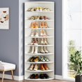 Tribesigns 9-Tier Shoe Rack, White Wooden Corner Shoe Cabinet - Walmart.com