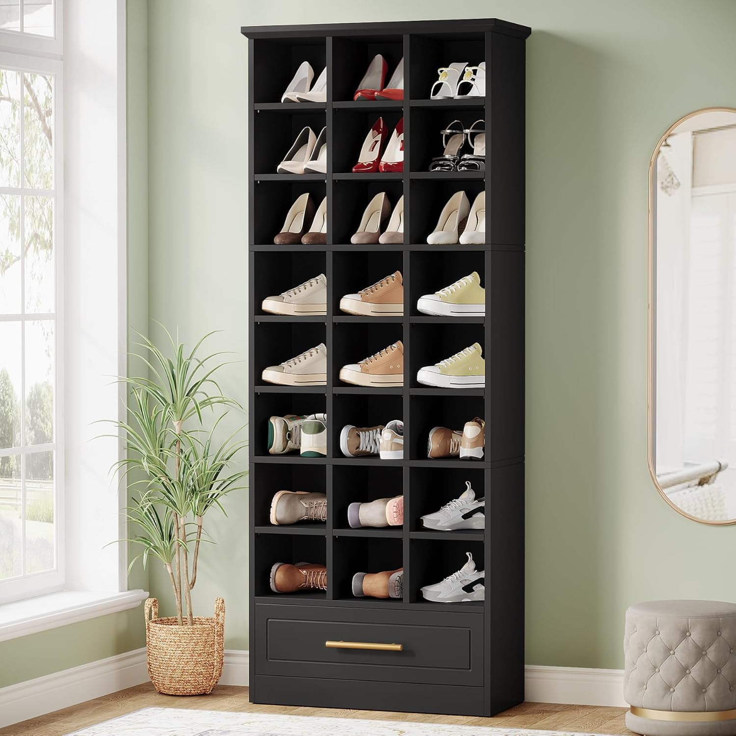 Tribesigns 9-Tier Shoe Storage Cabinet, 71-Inch Tall Wooden Shoe Rack ...