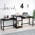 Tribesigns 2 Person Computer Dual Workstation Desk with Storage Shelves ...