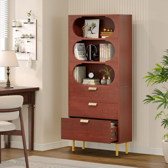 Tribesigns Bookcase, 70.9 Inch Tall Bookcase with Storage Drawers and 3 ...