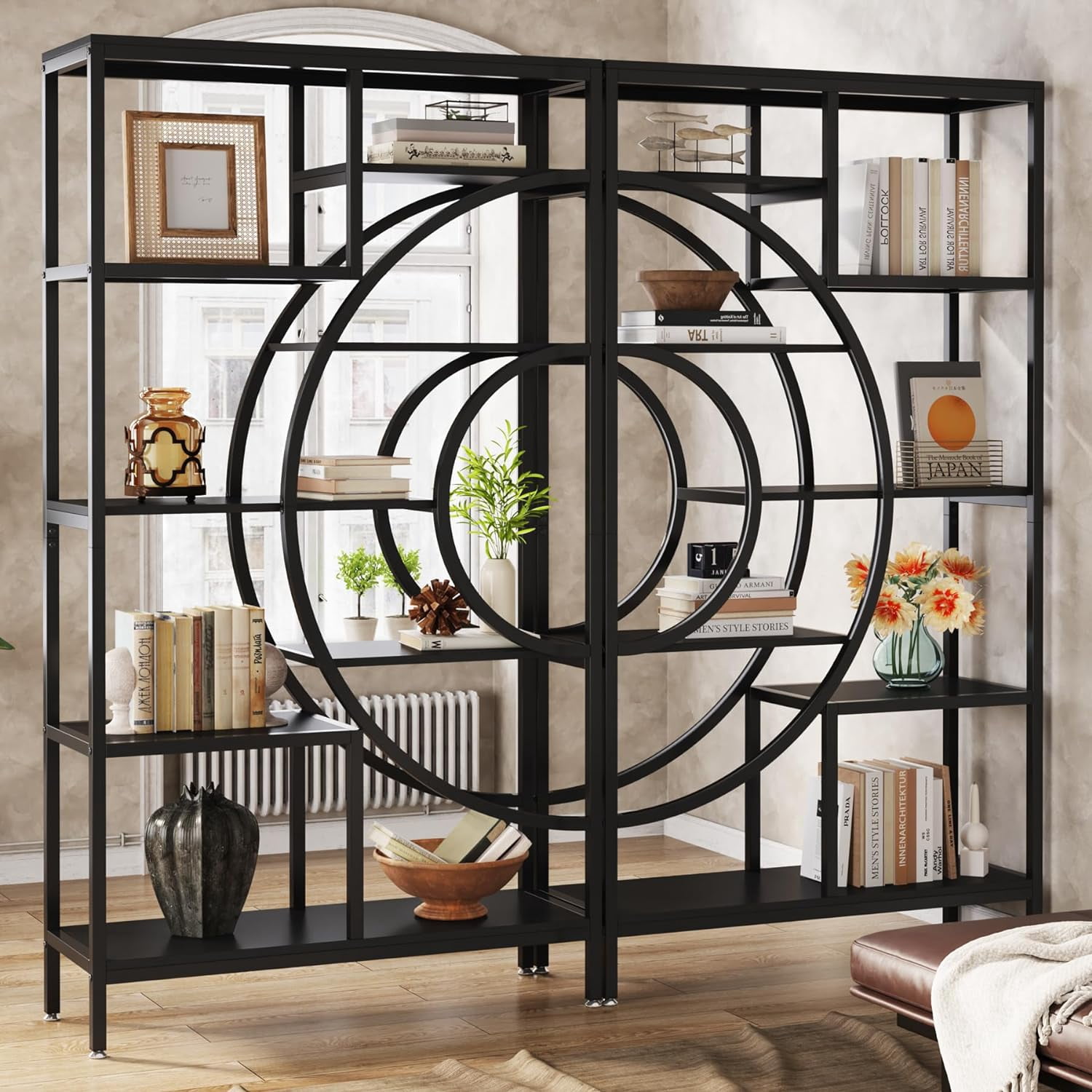 Tribesigns 71-Inch Tall Bookcases, Set of 2, Industrial 8-Shelf Units ...