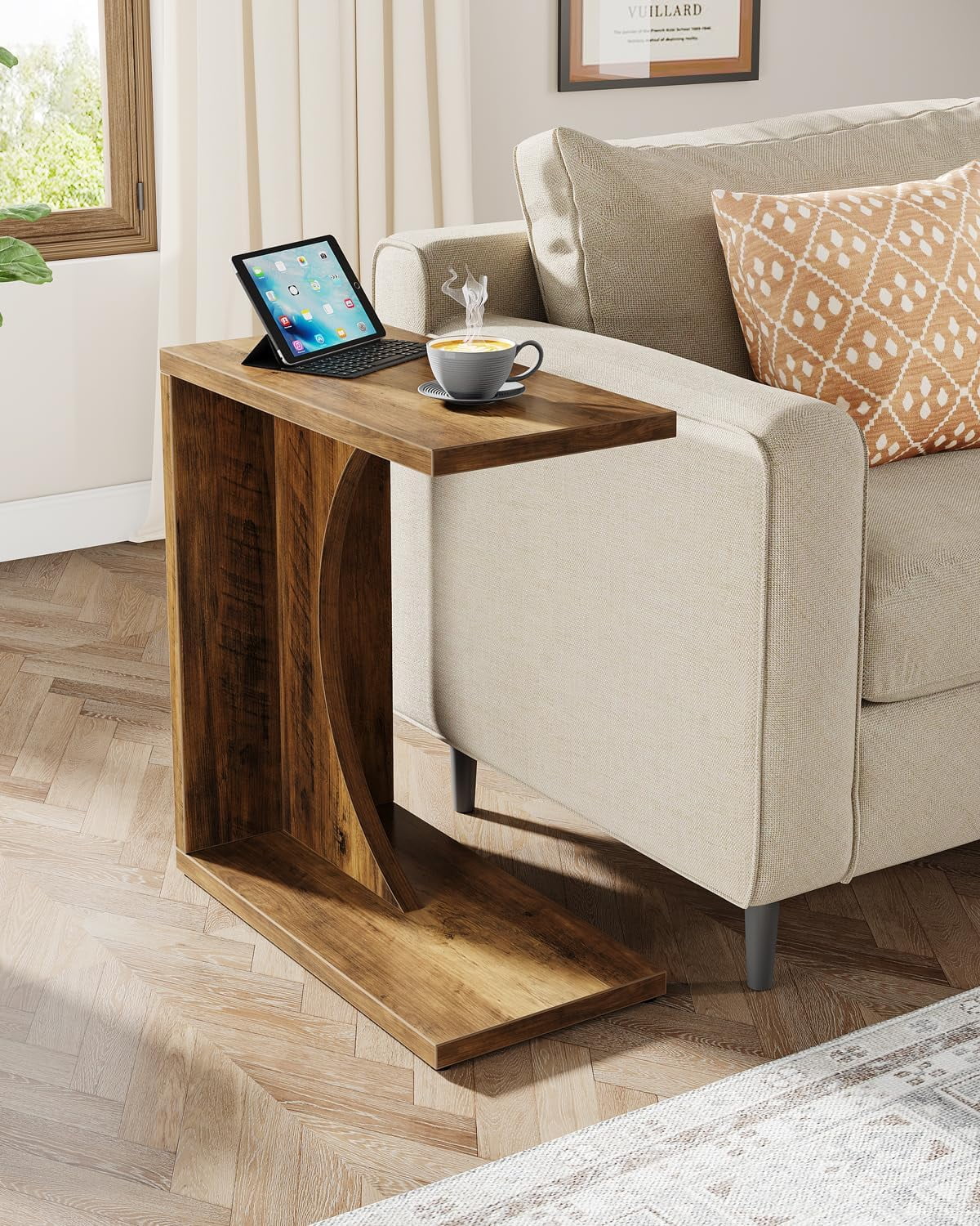 Tribesigns C-Shaped End Table, Couch Table for Small Space, Small Sofa ...