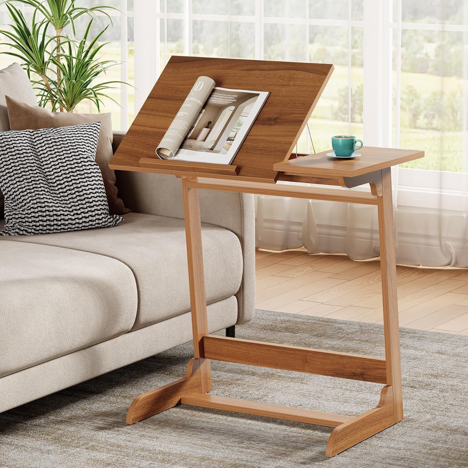 Tribesigns C-Shaped Side Table, End Table with Adjustable Tiltable ...