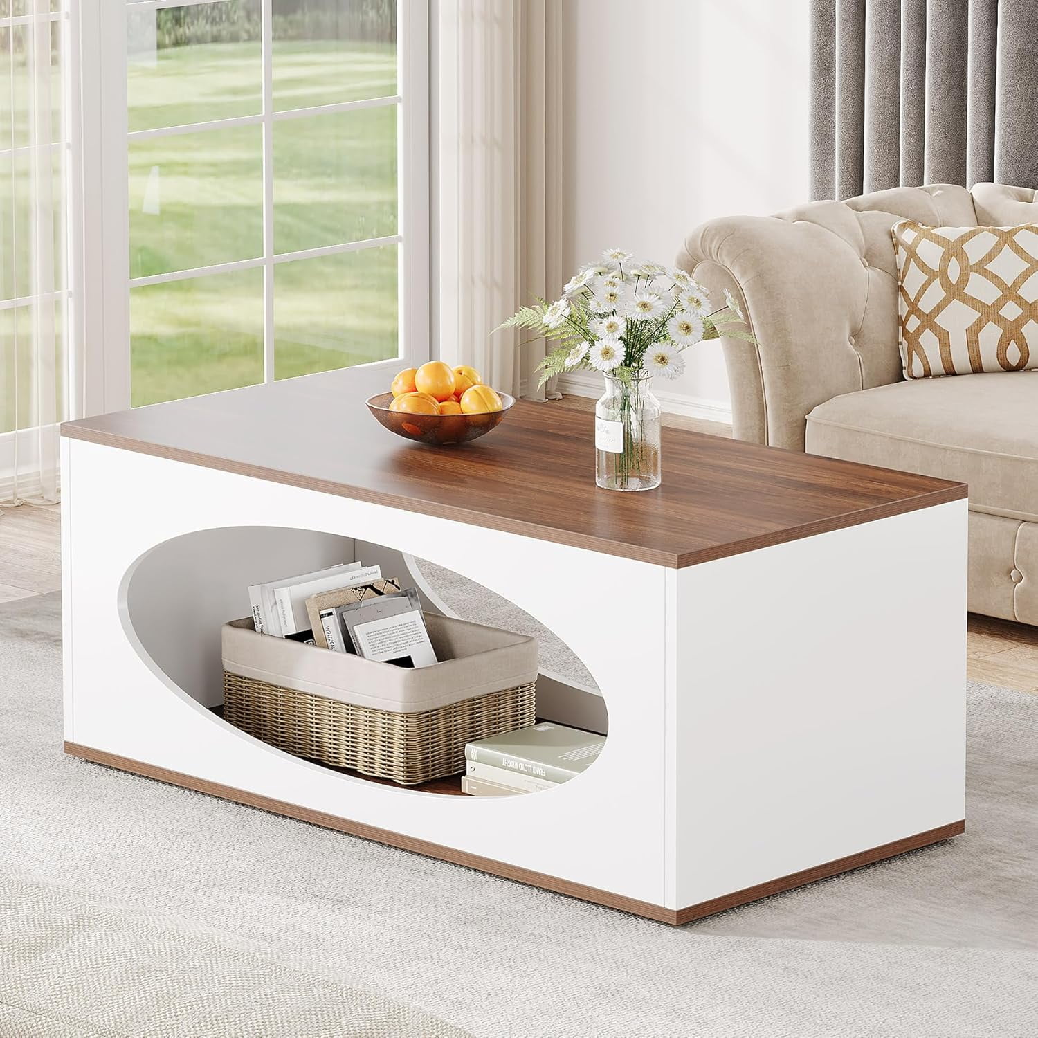Tribesigns Coffee Table, Rectangle Center Table for Living Room, 47.24 ...