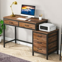Tribesigns Solid Wood Computer Desk with 3 File Drawers and Storage ...