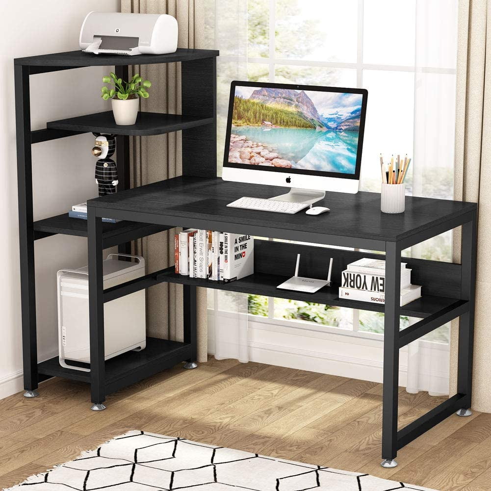 Tribesigns Computer Desk with 4-Tier Storage Shelves, 58 inch Large ...
