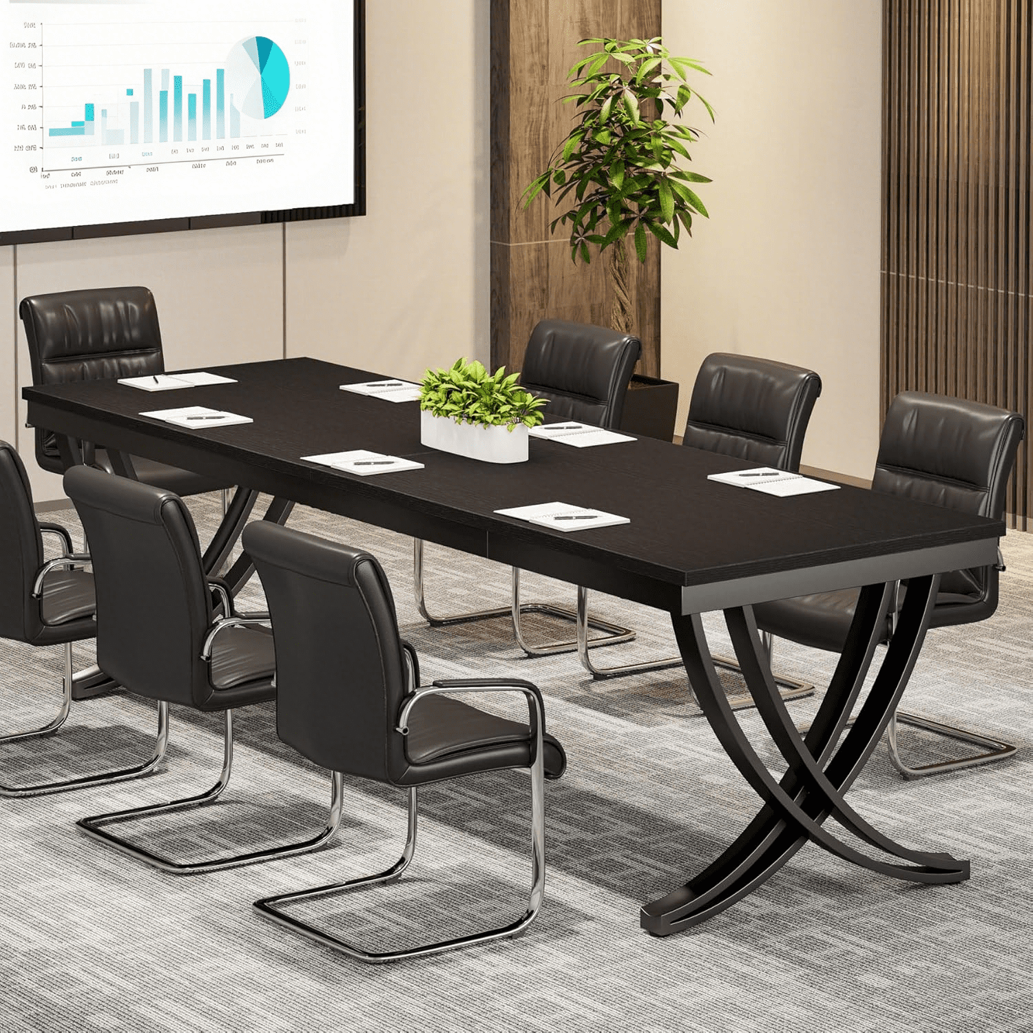 Tribesigns Conference Table for 6-8 People, 78 inch Rectangular Seminar ...