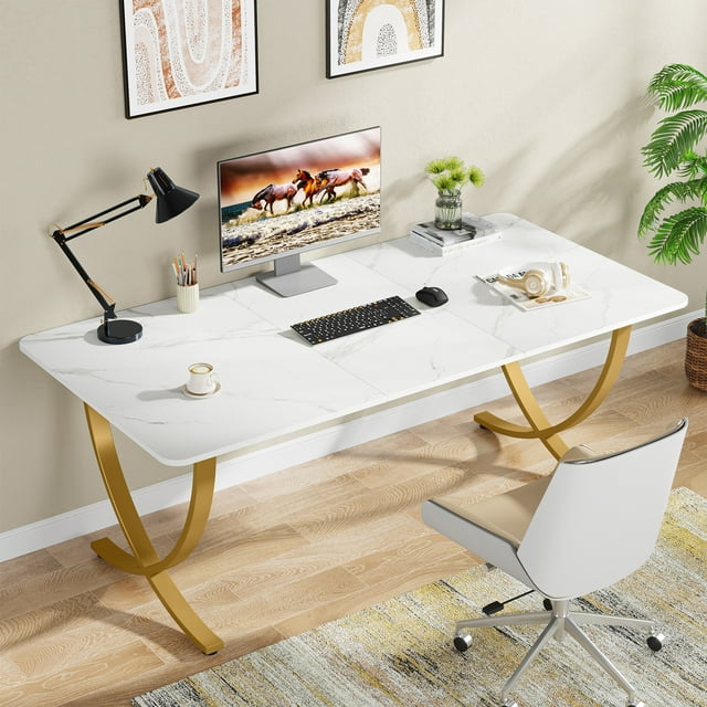 Tribesigns Conference Table, 63” W x 31.5” D Large Office Desk ...