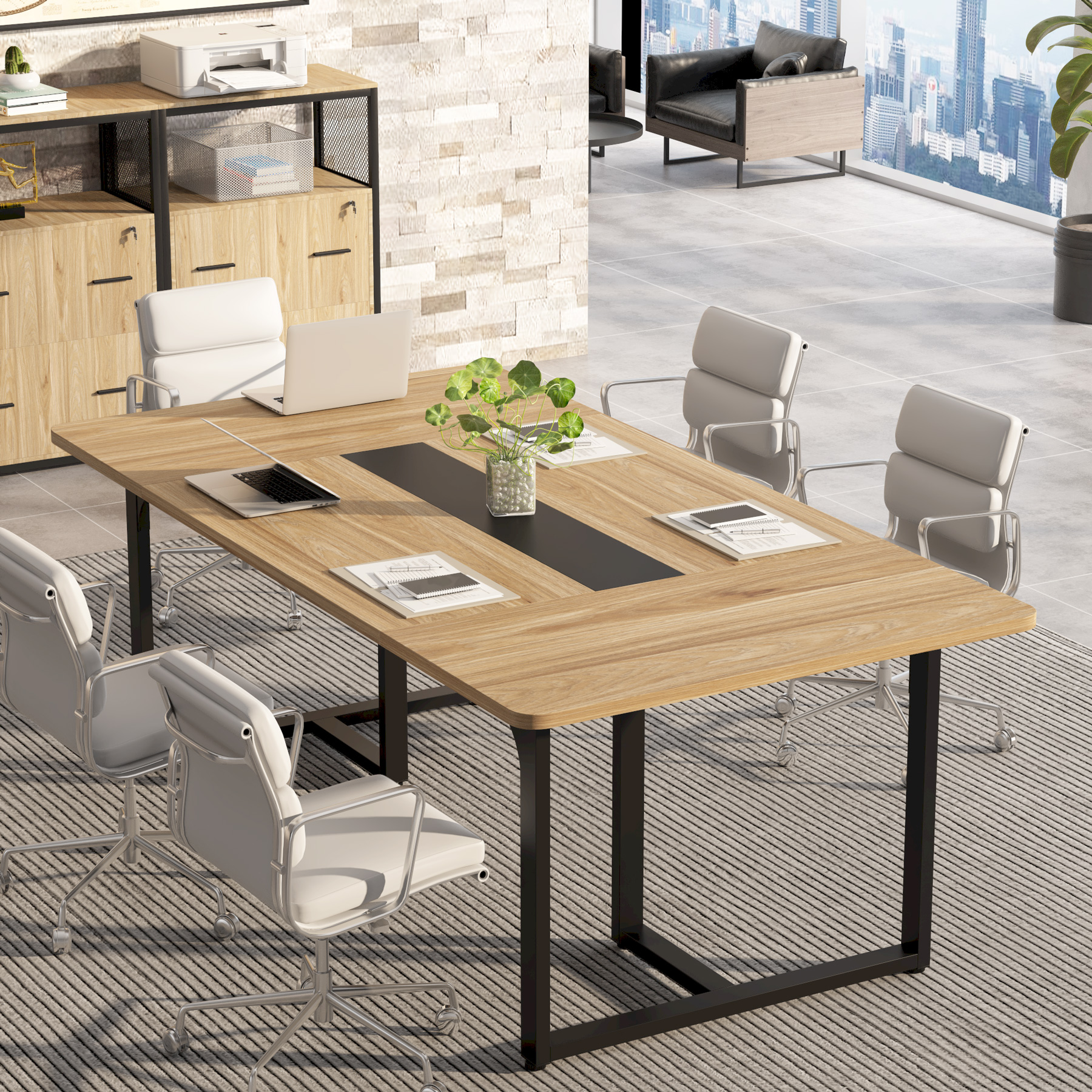 Tribesigns Conference Table, 6FT Rectangle Meeting Table, Oak - Walmart.com