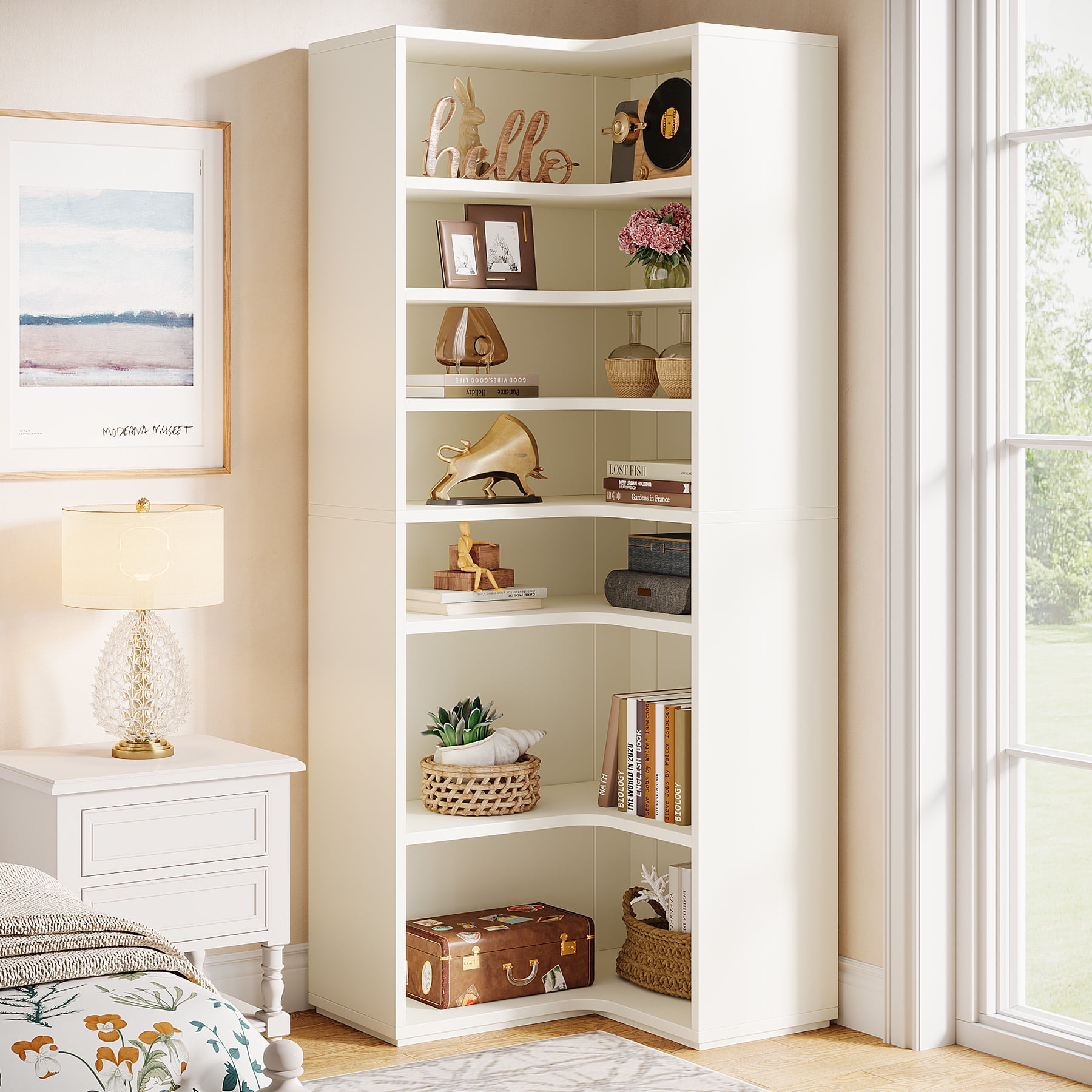 Tribesigns Corner Shelf, Modern 9-Tier Corner Bookshelf, Easy-to ...