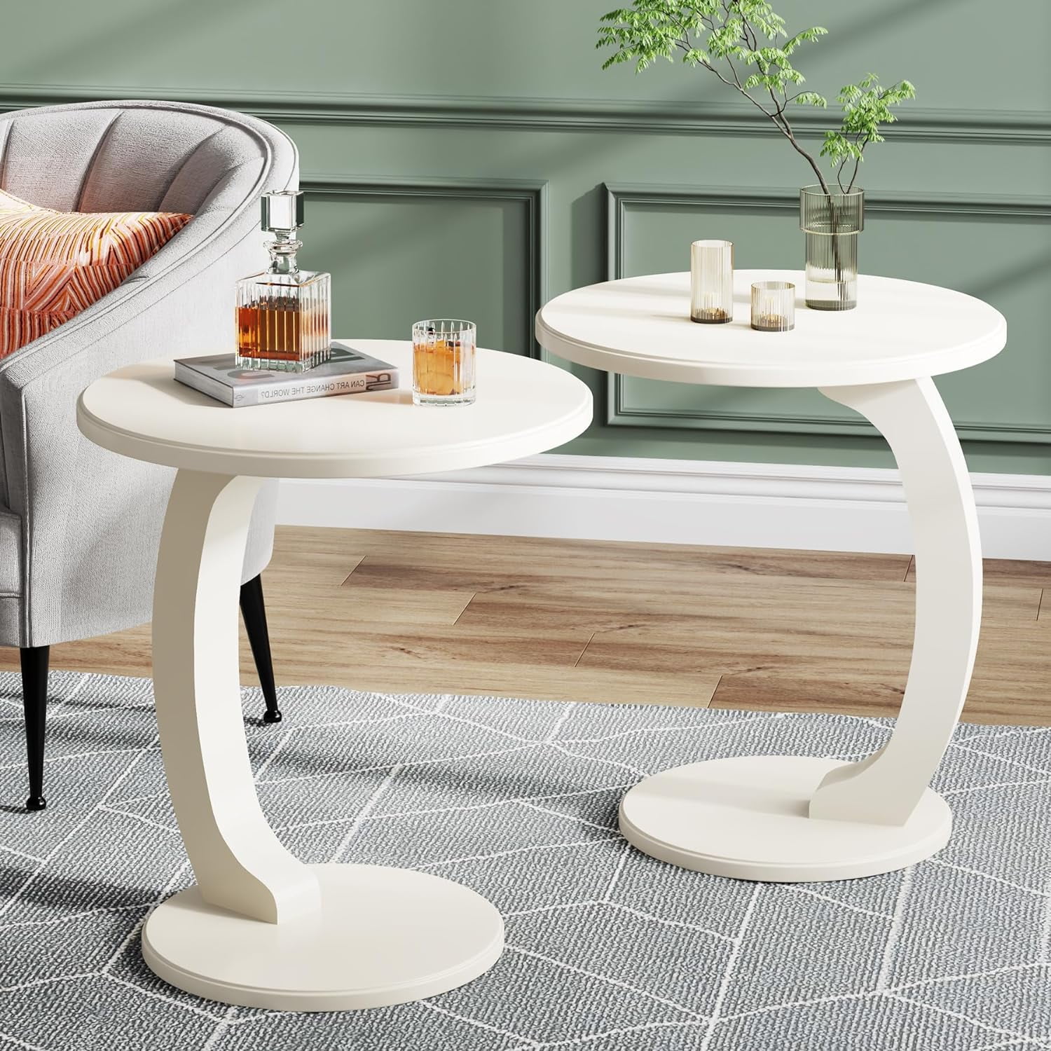 Tribesigns Couch Side Table, Wooden C-Shaped End Table, Mid-Century End ...